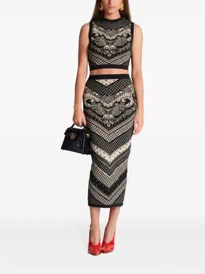 Balmain Intarsia-knit Crop Top