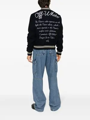 Off-White Graphic-print Embroidered Bomber Jacket - Black