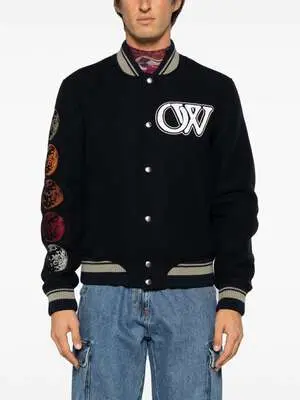 Off-White Graphic-print Embroidered Bomber Jacket - Black