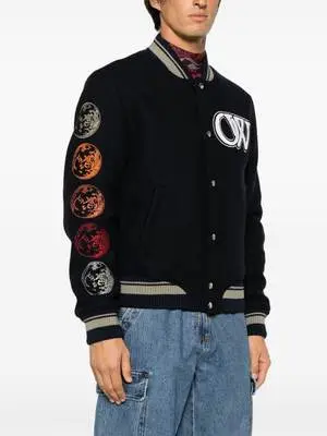 Off-White Graphic-print Embroidered Bomber Jacket - Black