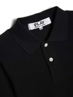 Play Comme Des Garcon Logo-appliqué Piqué Cotton Polo Shirt - Black