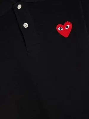 Play Comme Des Garcon Logo-appliqué Piqué Cotton Polo Shirt - Black