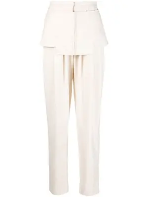 ANDREĀDAMO Corset-detail Straight-leg Trousers - Neutrals