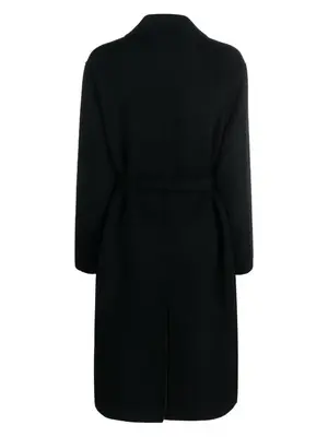 BOSS Monogram-jacquard Belted Wool-blend Coat