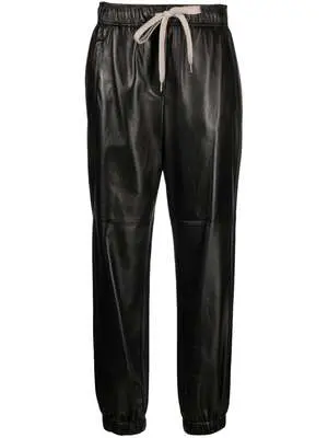 Brunello Cucinelli Leather Elasticated Waistband Trousers