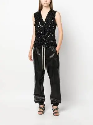 Brunello Cucinelli Leather Elasticated Waistband Trousers