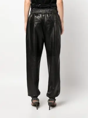 Brunello Cucinelli Leather Elasticated Waistband Trousers