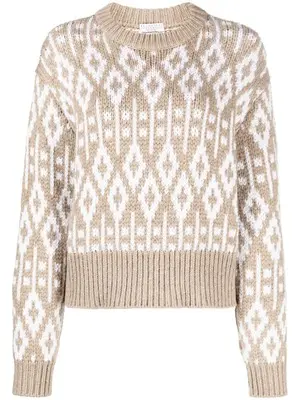 Brunello Cucinelli Crew Neck Printed Cashmere Jumper