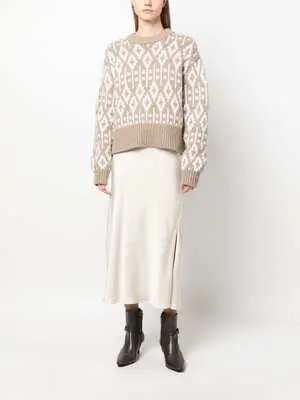 Brunello Cucinelli Crew Neck Printed Cashmere Jumper