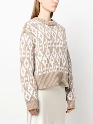 Brunello Cucinelli Crew Neck Printed Cashmere Jumper