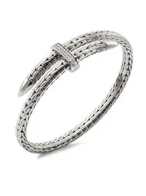 John Hardy Sterling Diamond Spear Cuff Bracelet