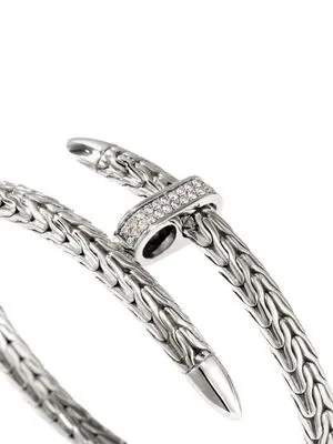 John Hardy Sterling Diamond Spear Cuff Bracelet
