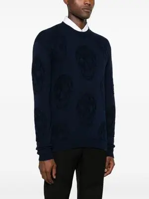 Alexander McQueen Skull-textured Knit Sweater - Blue