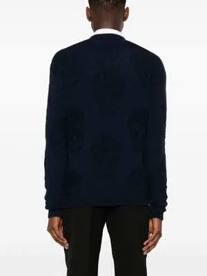 Alexander McQueen Skull-textured Knit Sweater - Blue