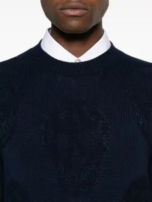 Alexander McQueen Skull-textured Knit Sweater - Blue