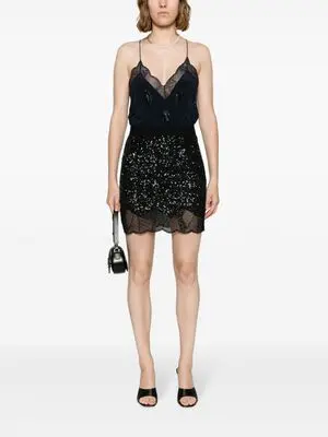 Zadig&Voltaire Christy Rhinestone-embellished Silk Top - Blue