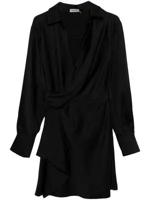 Simkhai Talit Satin Shirtdress - Black