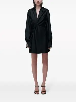 Simkhai Talit Satin Shirtdress - Black