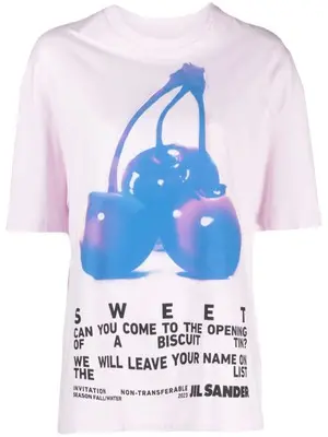 JIL SANDER Graphic-print Cotton T-shirt - Pink