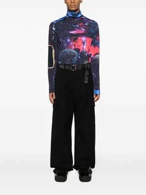 Off-White Wide-leg Wool-blend Trousers - Black