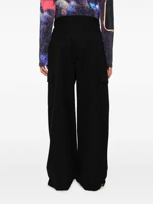 Off-White Wide-leg Wool-blend Trousers - Black