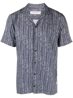 Orlebar Brown Wave-print Short-sleeve Shirt