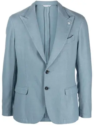 MANUEL RITZ Logo-appliqué Twill Single-breasted Blazer