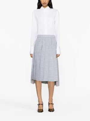 Thom Browne Pointed-collar Logo-patch Shirt - White
