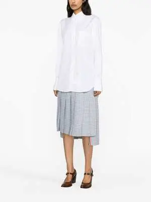 Thom Browne Pointed-collar Logo-patch Shirt - White