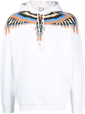 COUNTY OF MILAN Marcelo Burlon Wings-print Cotton Hoodie - White