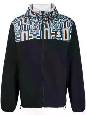 COUNTY OF MILAN Cross-print Panelled Hooded Windbreaker - Multicolour