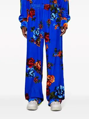 Vetements Floral-print Velvet Track Pants