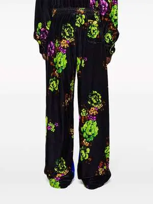 Vetements Floral-print Velvet Track Pants
