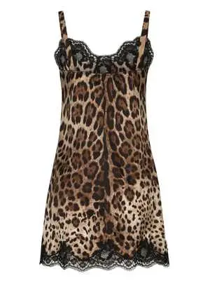 Dolce & Gabbana Leopard-print Lace-detail Camisole - Neutrals