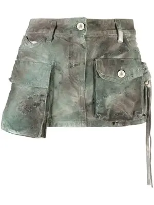 Attico Camouflage-pattern Cargo Miniskirt - Green