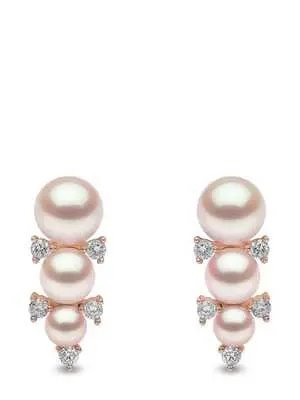 Yoko London 18kt Rose Gold Akoya Pearl And Diamond Earrings - Pink