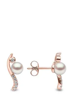 Yoko London 18kt Rose Gold Pearl And Diamond Earrings - Pink