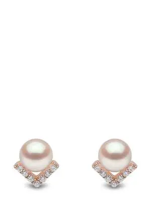 Yoko London 18kt Rose Gold Pearl And Diamond Earrings - Pink
