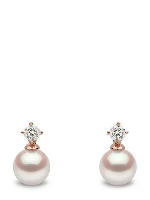 Yoko London 18kt Rose Gold Akoya Pearl And Diamond Earrings - Pink