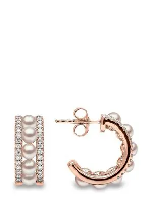 Yoko London 18kt Rose Gold Akoya Pearl And Diamond Earrings - Pink
