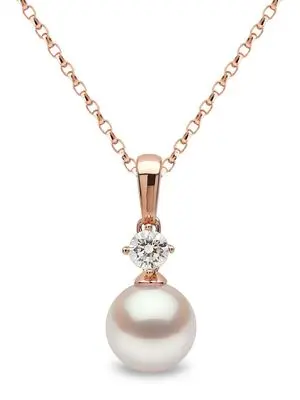 Yoko London 18kt Rose Gold Akoya Pearl And Diamond Necklace - Pink