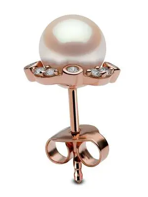 Yoko London Yoko London 18kt Rose Gold Pearl And Diamond Earrings Pink