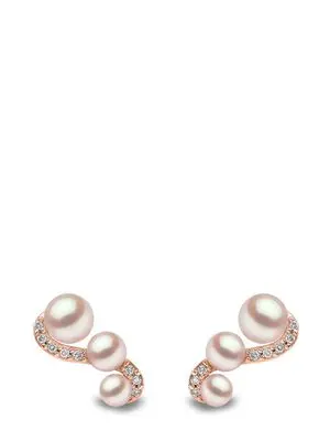 Yoko London 18kt Rose Gold Akoya Pearl And Diamond Stud Earrings - Pink