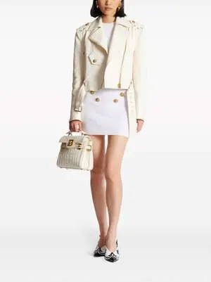 Balmain 6-button Fine-knit Mini Skirt - White