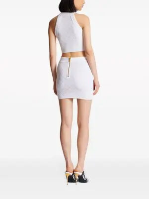 Balmain 6-button Fine-knit Mini Skirt - White