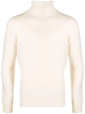 DRUMOHR Ribbed Knit Roll Neck Jumper - White