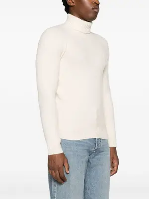 DRUMOHR Ribbed Knit Roll Neck Jumper - White