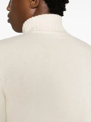 DRUMOHR Ribbed Knit Roll Neck Jumper - White