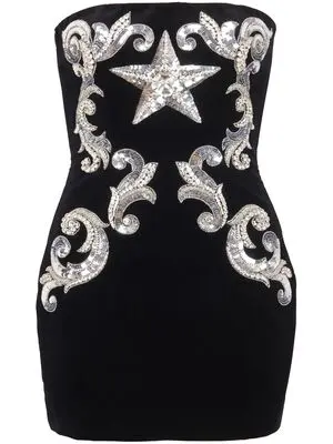 Balmain Embroidered Bandeau Minidress