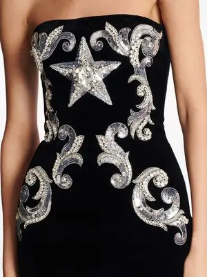 Balmain Embroidered Bandeau Minidress